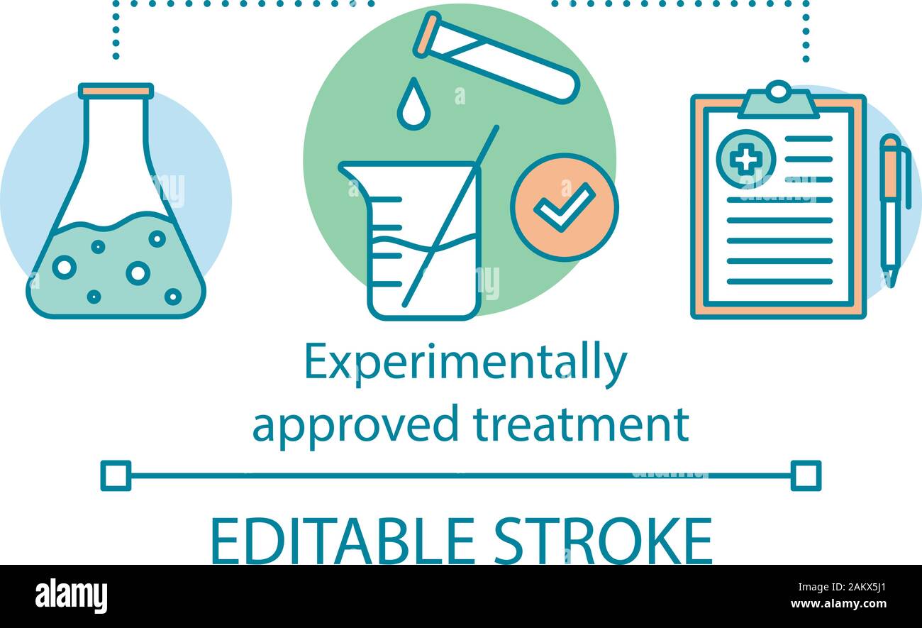 Experimentally approved treatment concept icon. Conducting medical ...