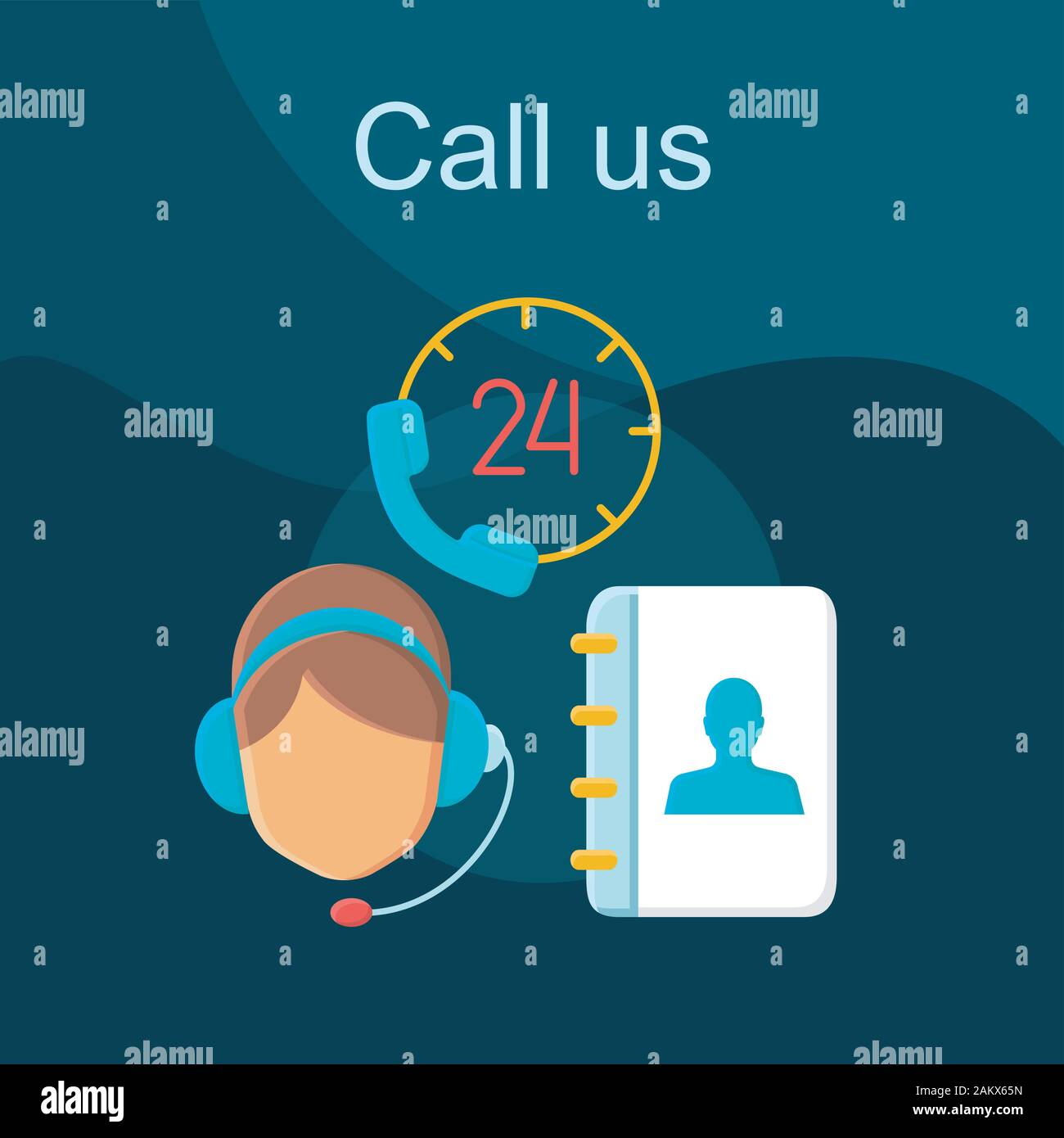 Call us flat concept vector icon. Contact center idea cartoon color ...