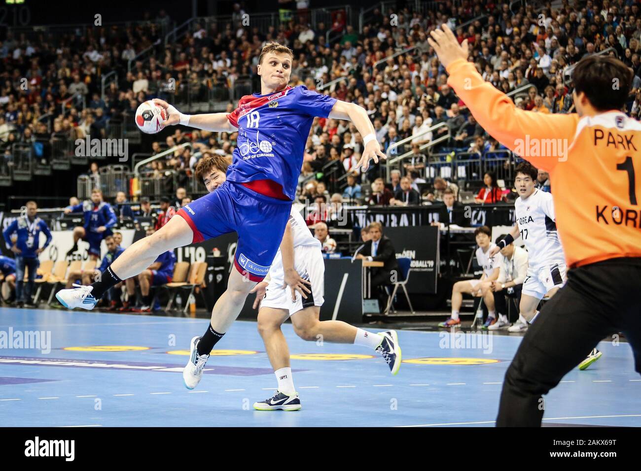 Berlin, Germany, January 12, 2019: Russian handball player Sergej ...