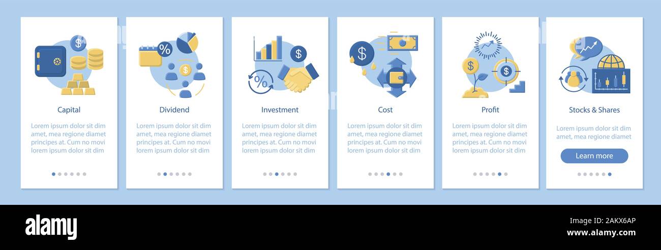 Financial management mobile app page screen vector template. Capital ...