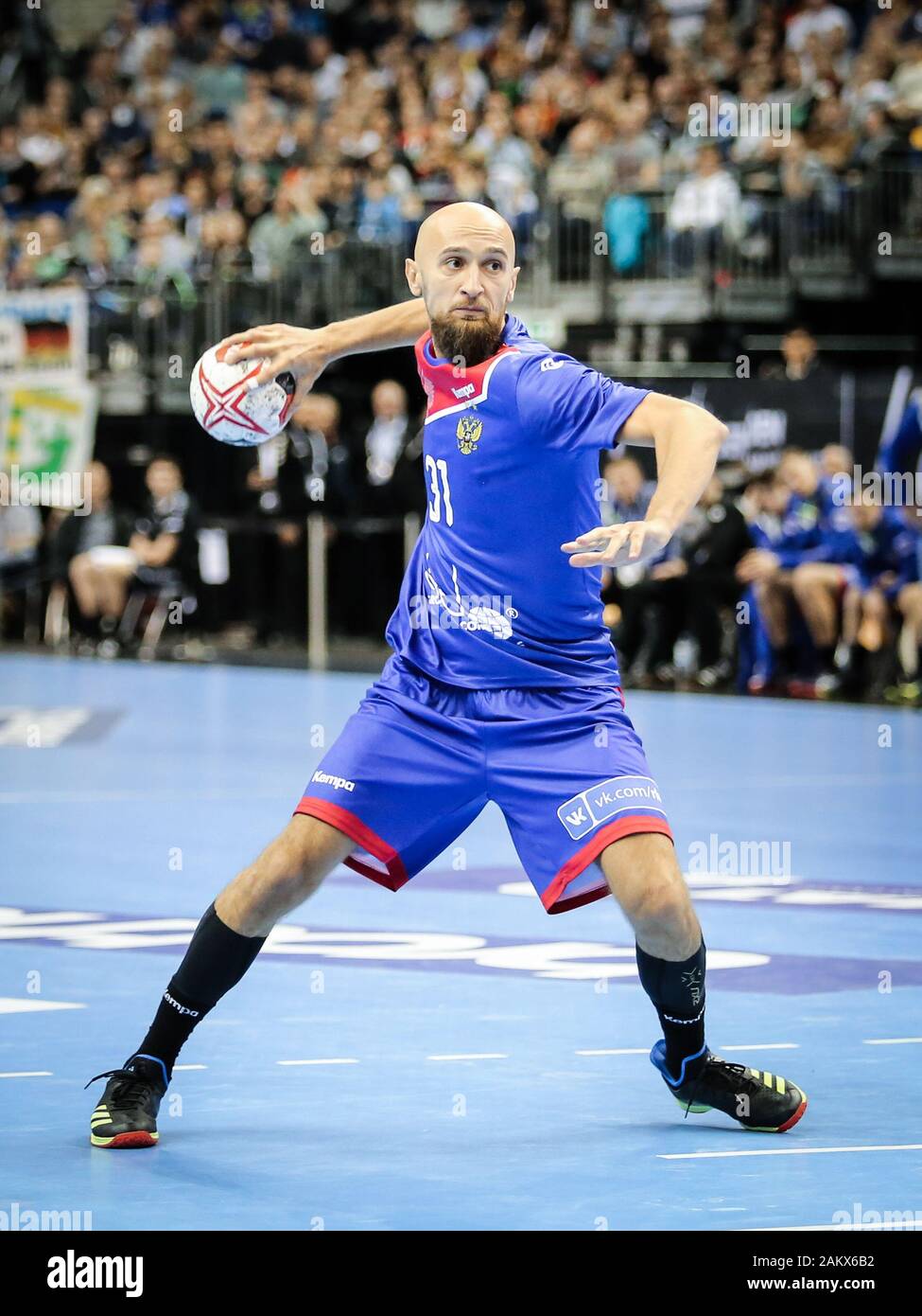 Berlin, Germany, January 12, 2019: Handball player Timur Dibirov of ...