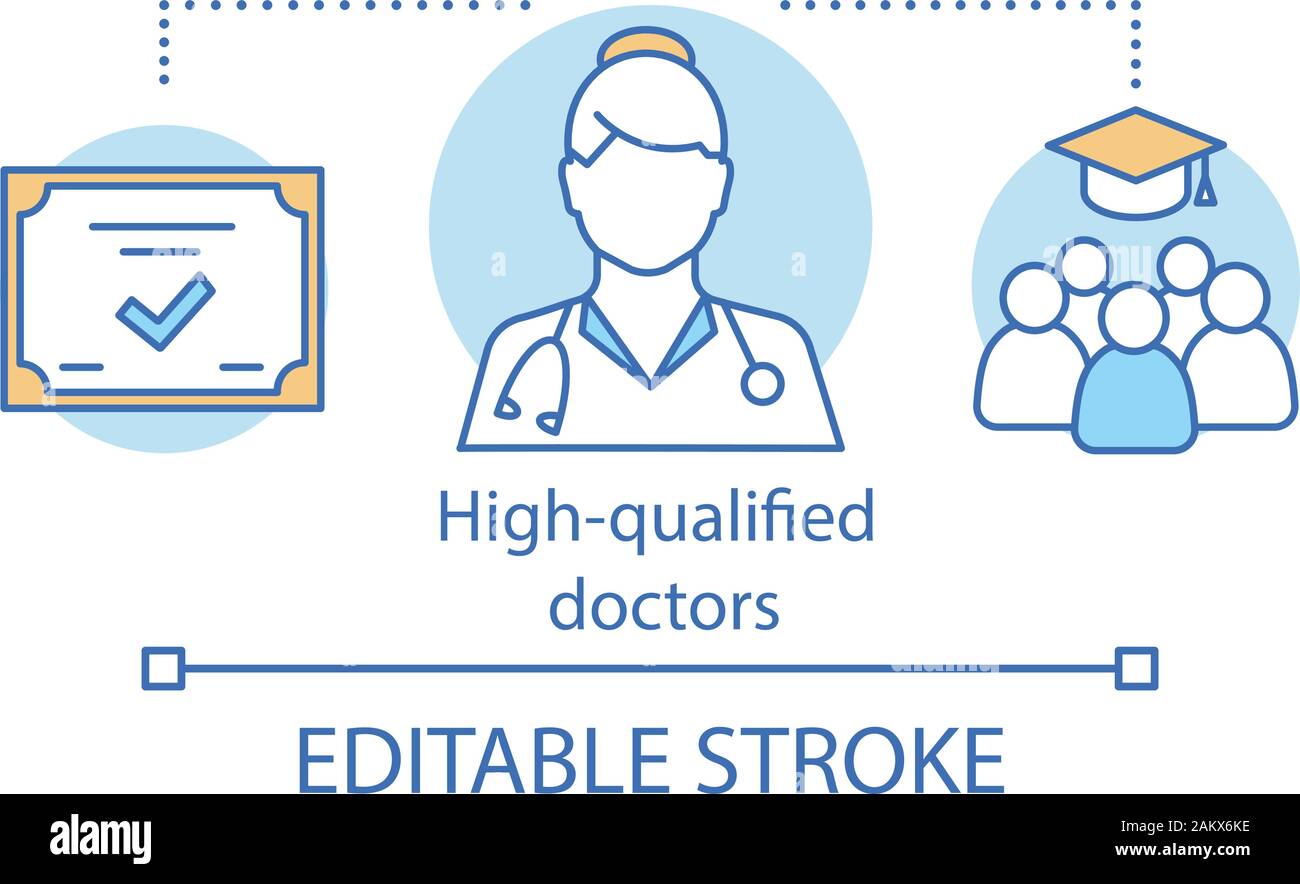 High qualified doctors concept icon. Medic with higher education ...