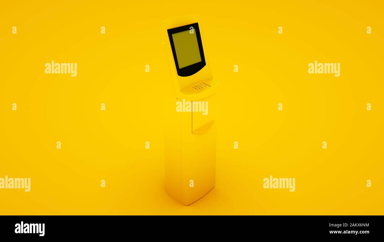 Outdoor Yellow ATM, Automated Teller Machine, Payment Terminal isolated ...