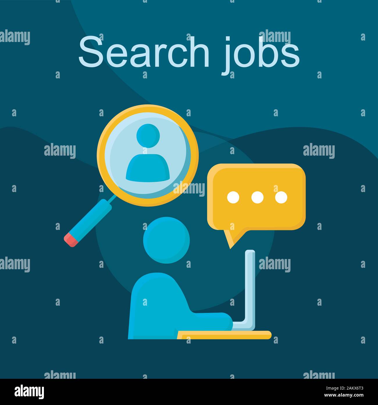 Search jobs flat concept vector icon. Work finding idea cartoon color ...