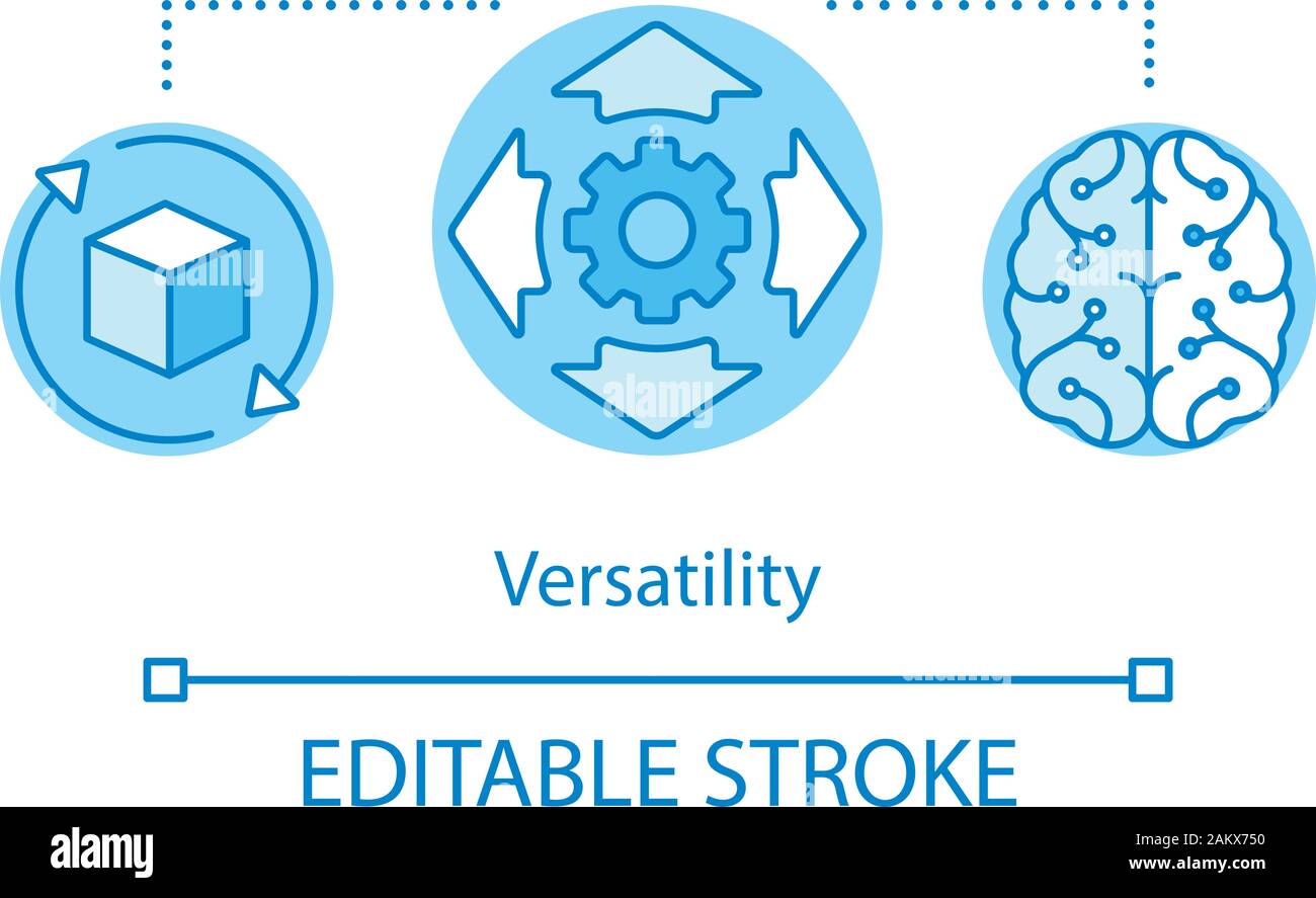 Versatility advantage concept icon. Multidirectional arrows, brainstorm ...