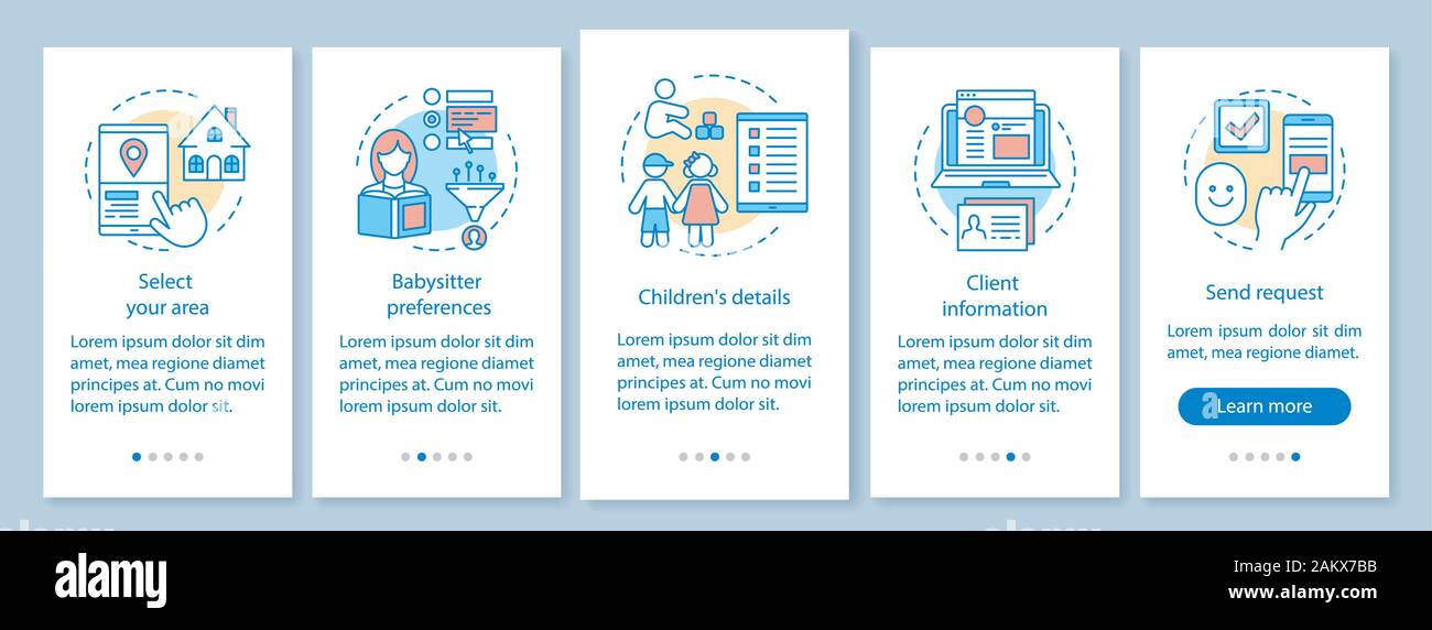 Babysitter request onboarding mobile app page screen with linear ... Babysitter request onboarding mobile app page screen with linear ...