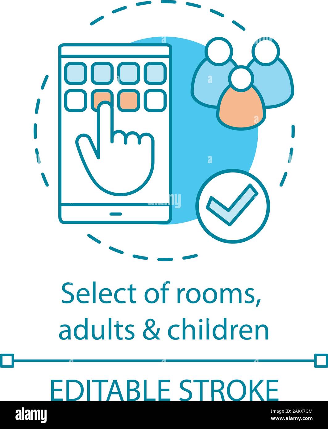 Select rooms concept icon. Number of guests. Amenities, extra services ...