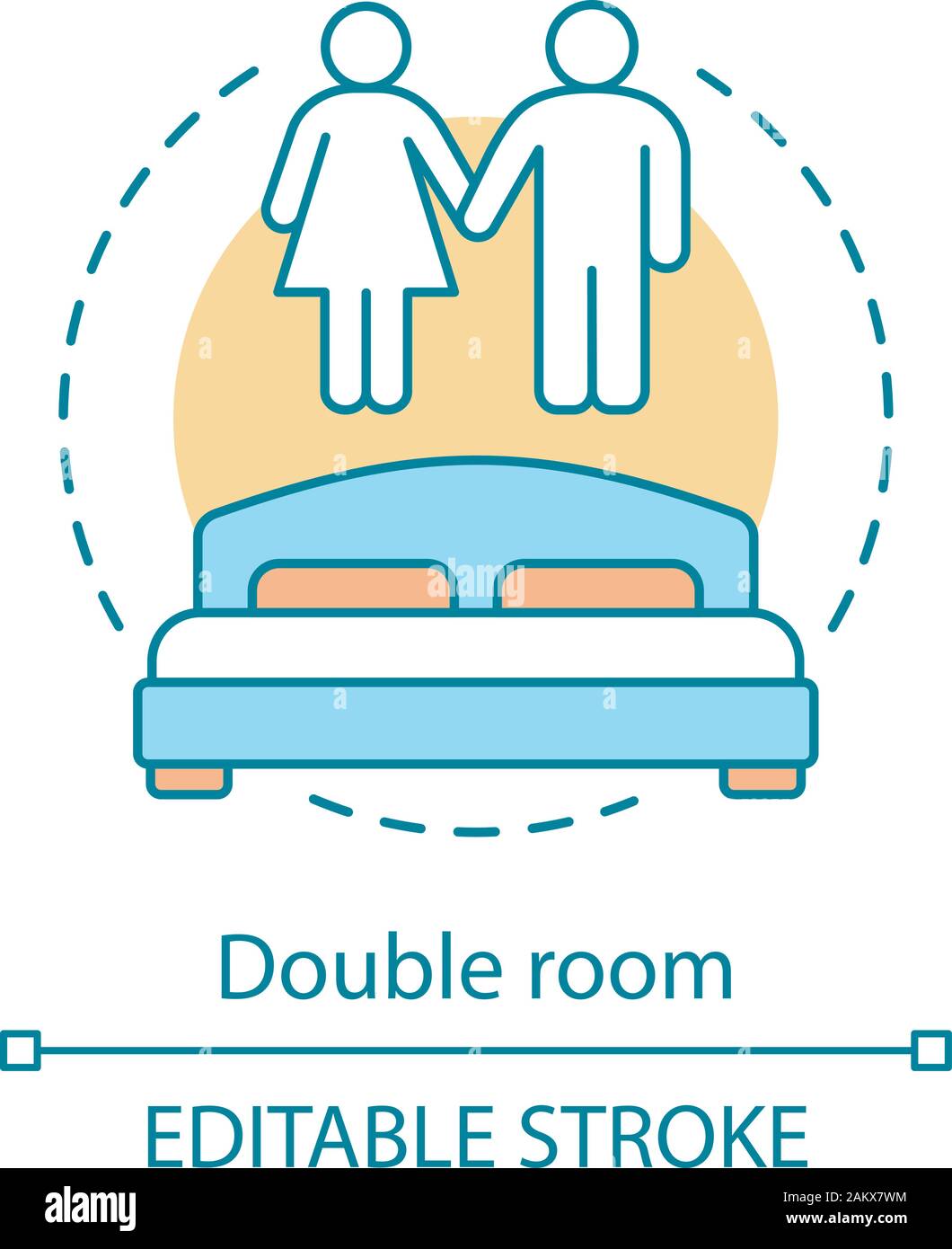 Double room concept icon. Hotel suite for couple. Accommodation with ...