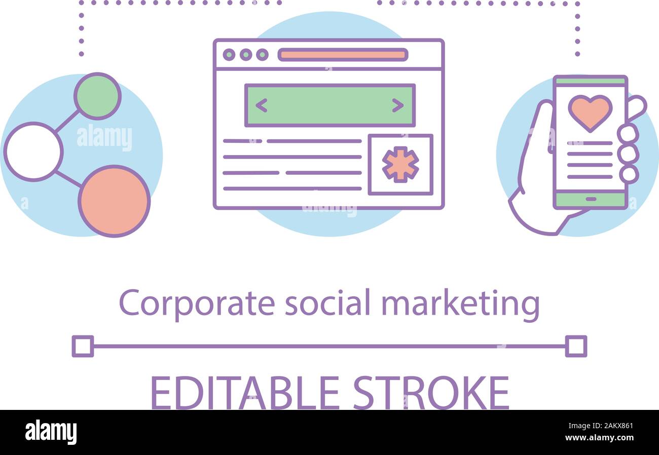 Corporate social marketing concept icon. CSM idea thin line ...