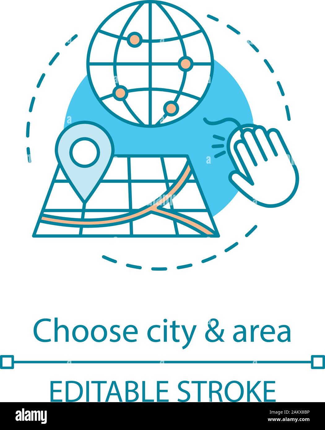 Choose city and area concept icon. Travel destination, international ...