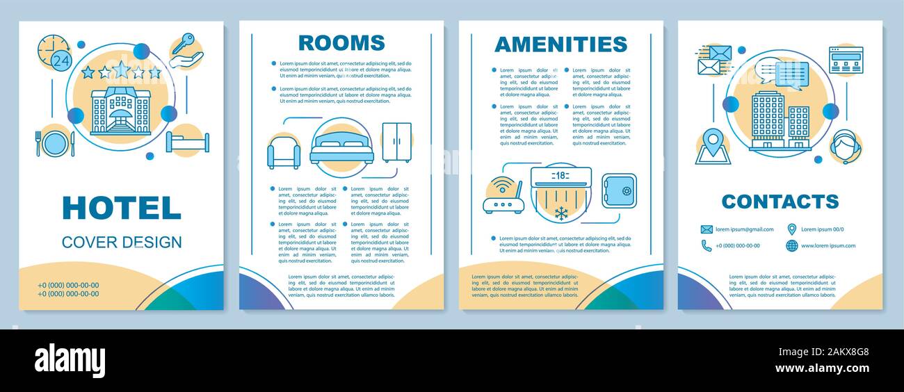 Hotel brochure template layout. Rooms amenities, services. Flyer ... Hotel brochure template layout. Rooms amenities, services. Flyer ...
