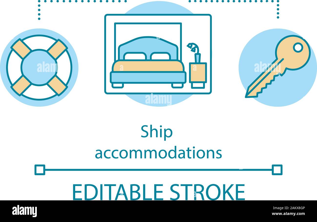Ship accommodations concept icon. Cruise deal idea thin line ...