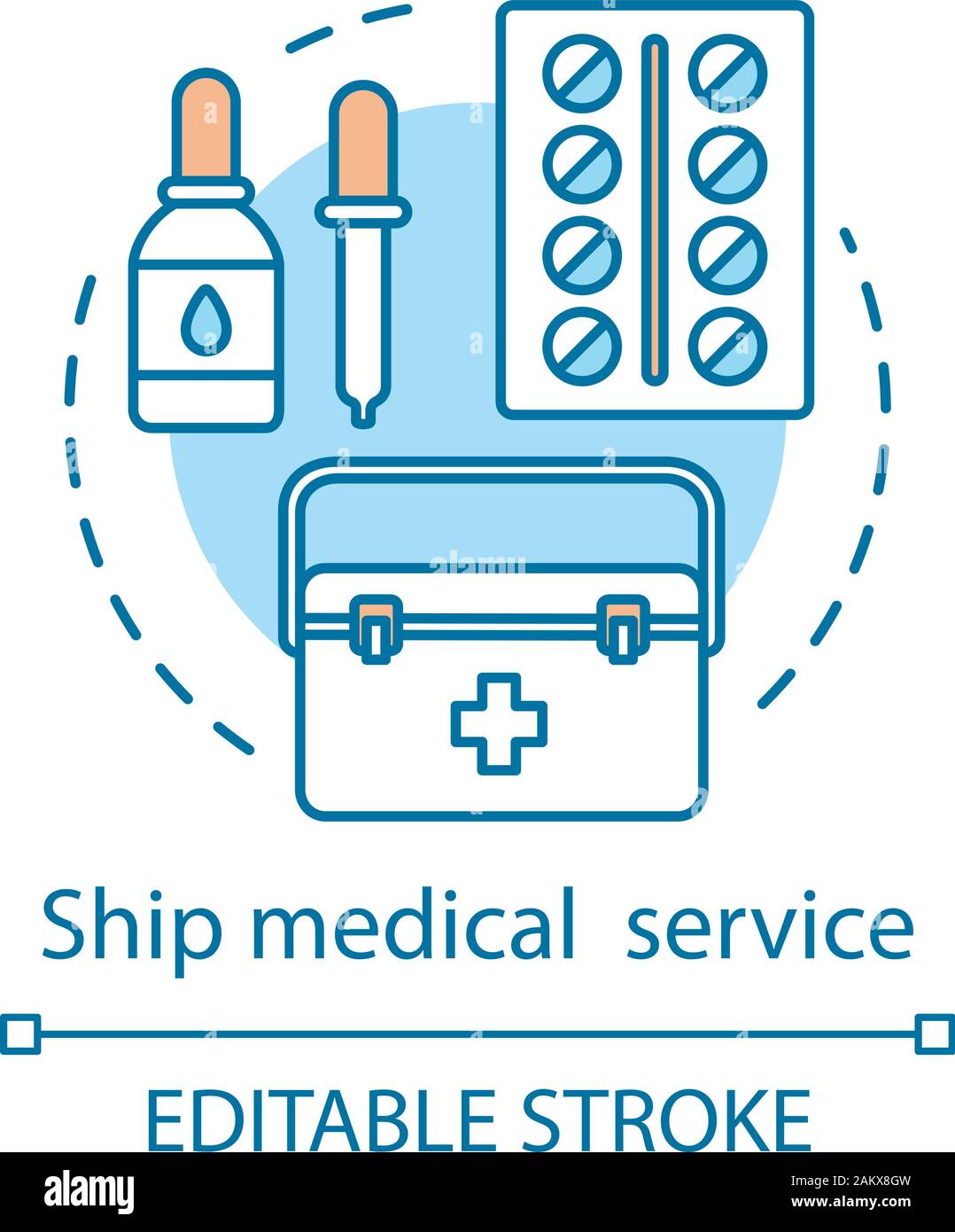 Ship medical service concept icon. First aid kit idea thin line ...