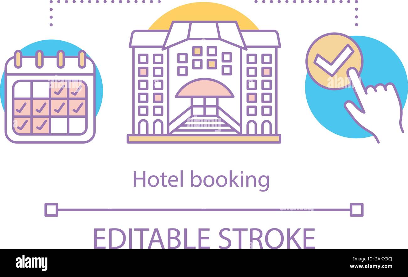 Hotel booking concept icon. Check-in and check-out date. Apartment ...
