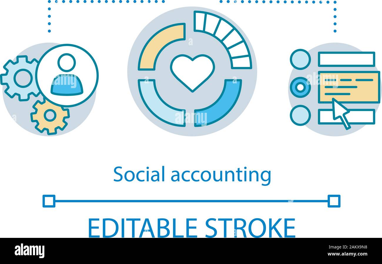 Social accounting concept icon. CSR idea thin line illustration. Corporate accountability ...