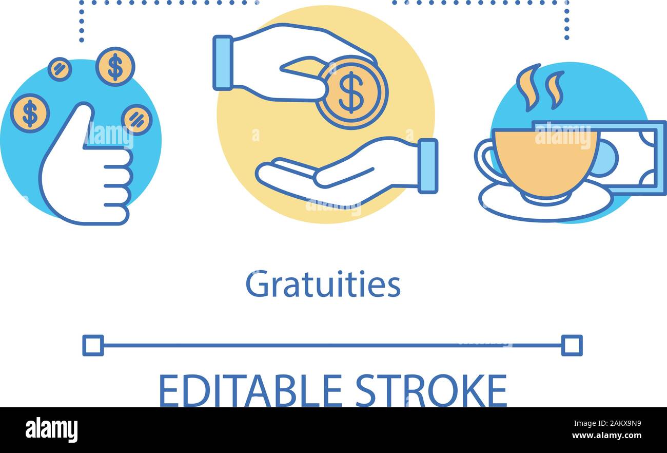 Gratuities concept icon. Payment idea thin line illustration. Gratitude ...