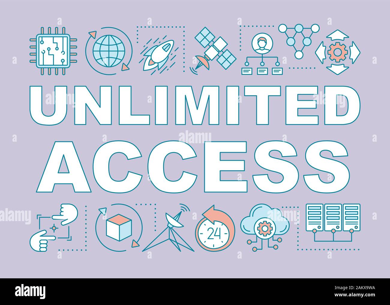 Unlimited access word concepts banner. Digital technology. Big data ...