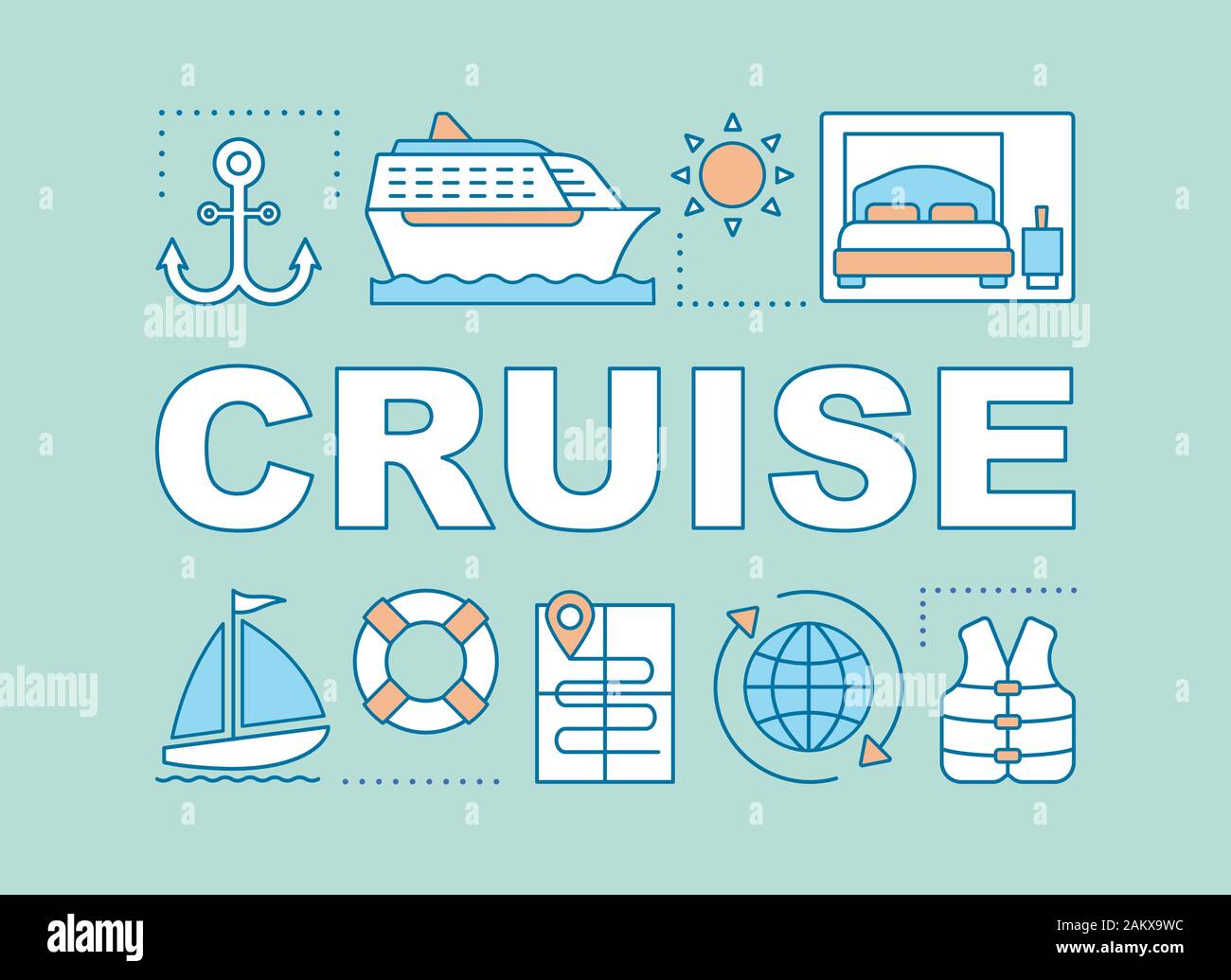 Cruise word concepts banner. Travel agency offer. Voyage, marine trip ...