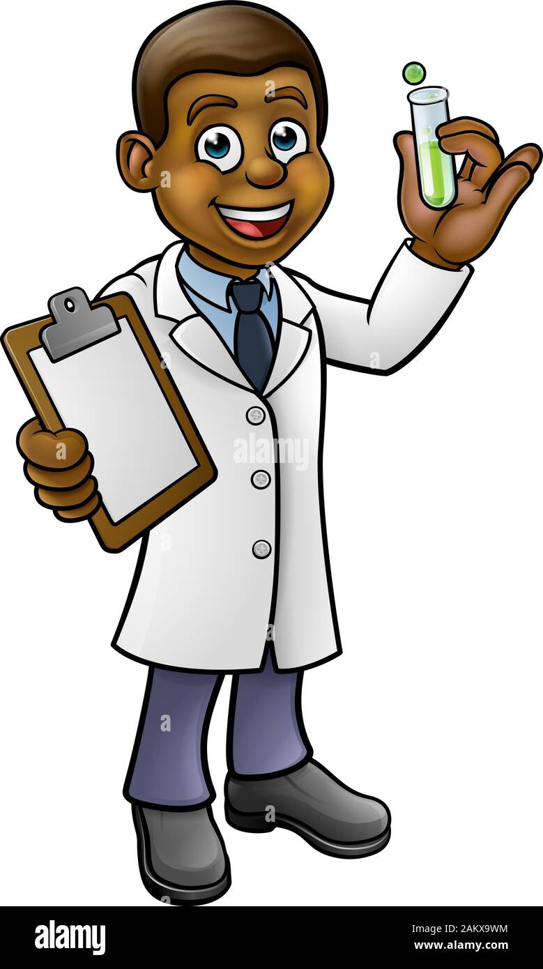 Cartoon Scientist Holding Test Tube and Clipboard Stock Vector Image ...