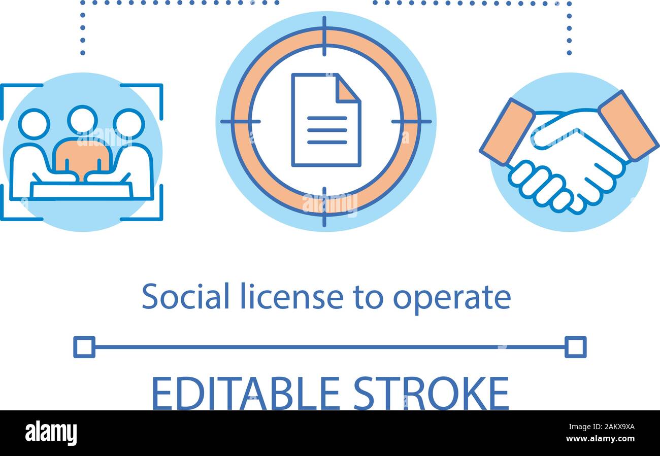 Social licence to operate concept icon. SLO idea thin line illustration ...