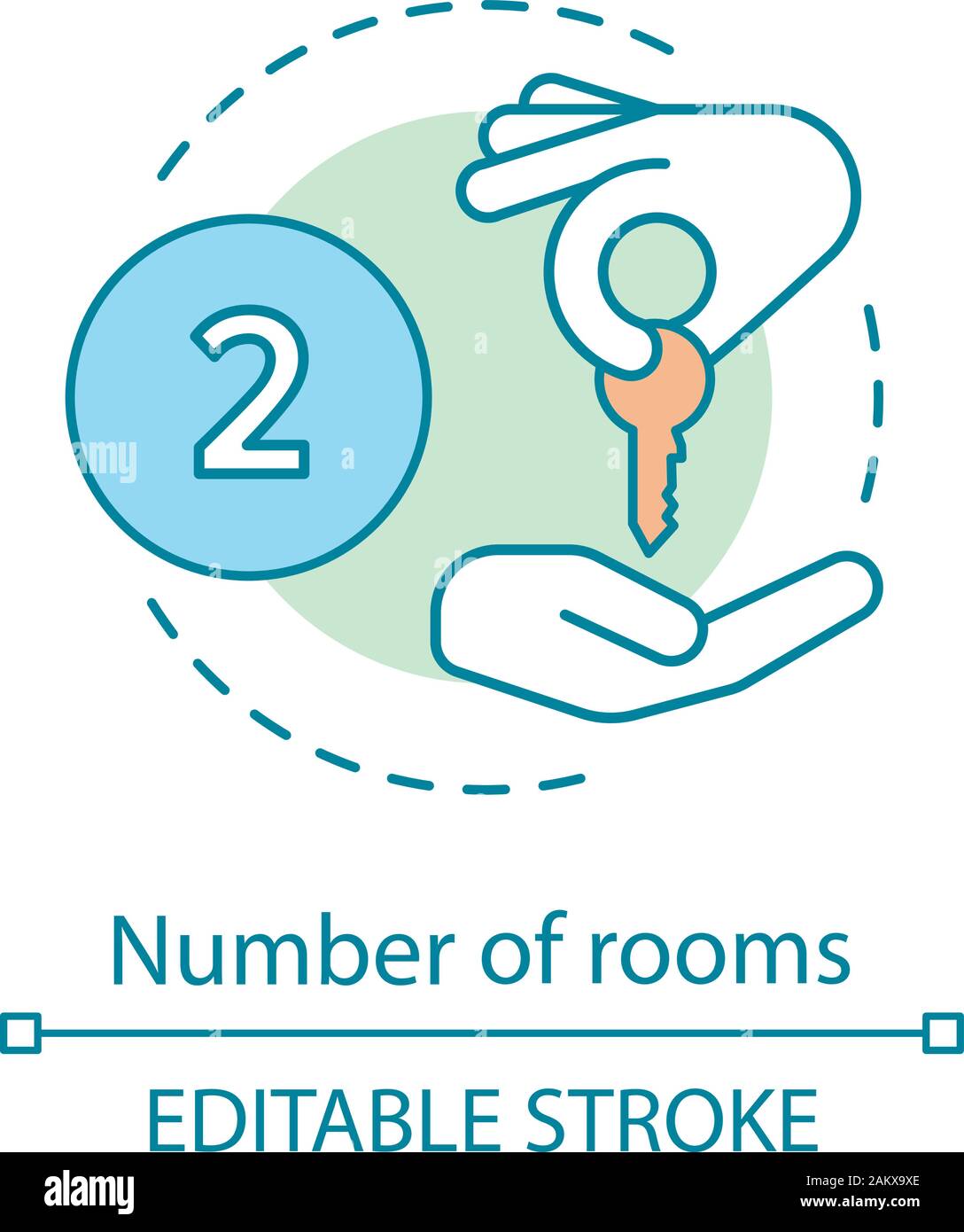 Number of rooms concept icon. Lodging reservation. Key handover. Select ...