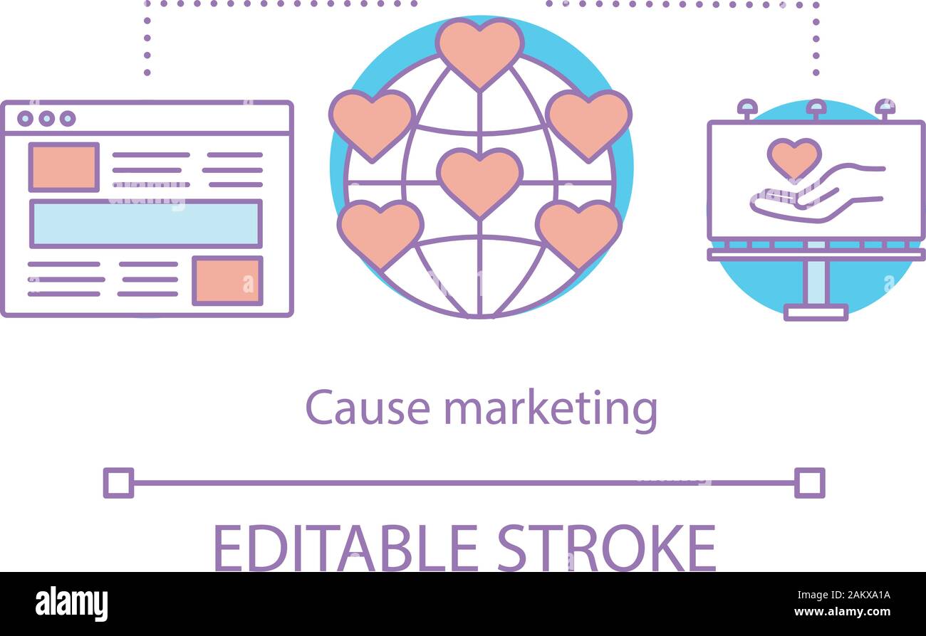 Cause marketing concept icon. Corporate social responsibility idea thin ...