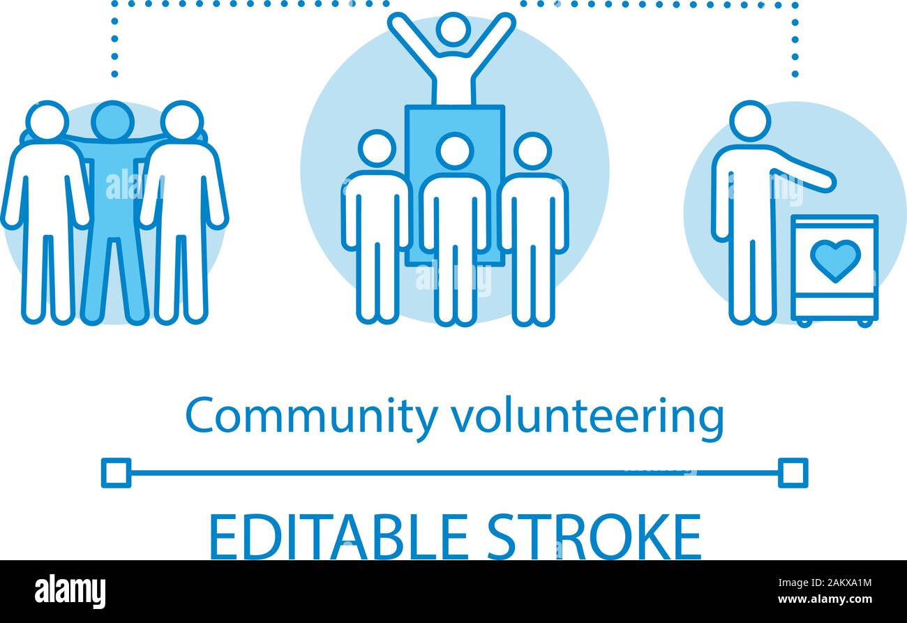 Community volunteering concept icon. Social philanthropy idea thin line ...