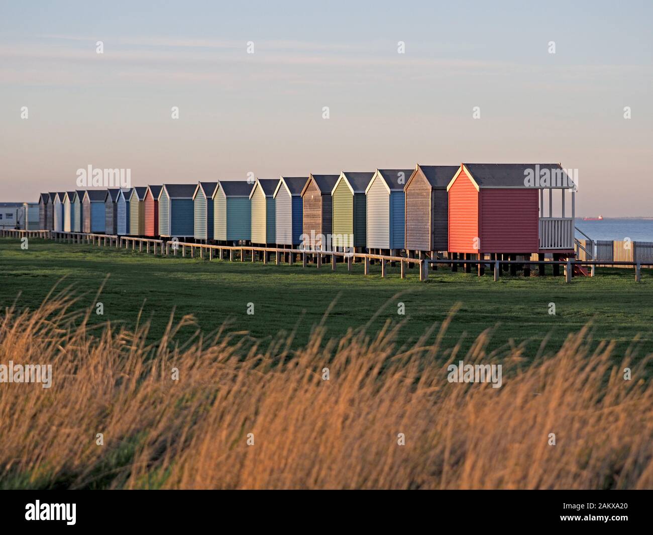 Leysdown beach huts hi-res stock photography and images - Alamy