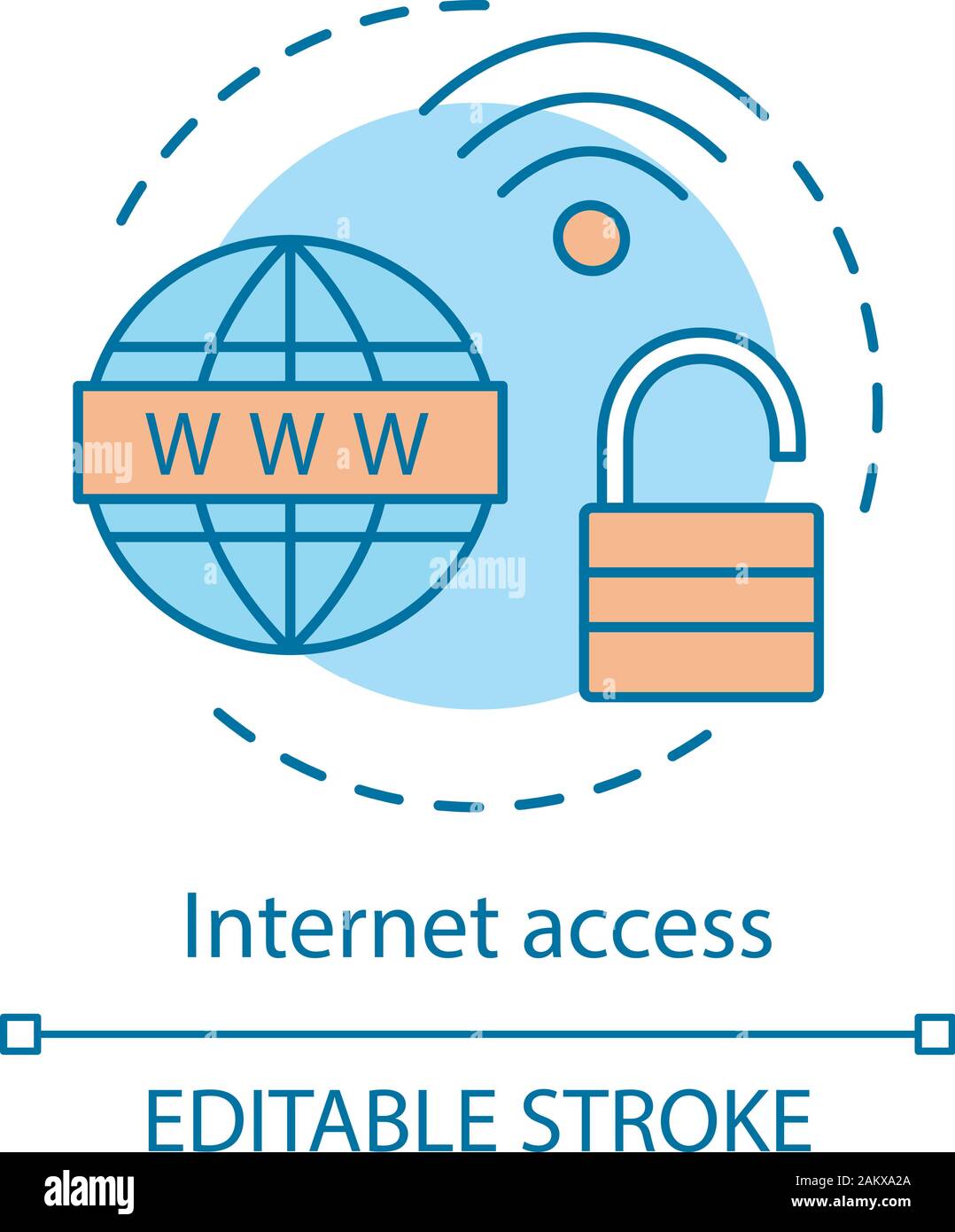 Internet access concept icon. Free wi-fi connection idea thin line ...