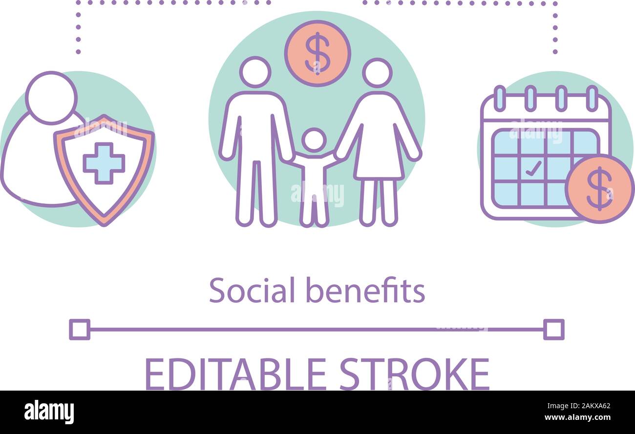 Social benefits concept icon. Corporate culture idea thin line ...