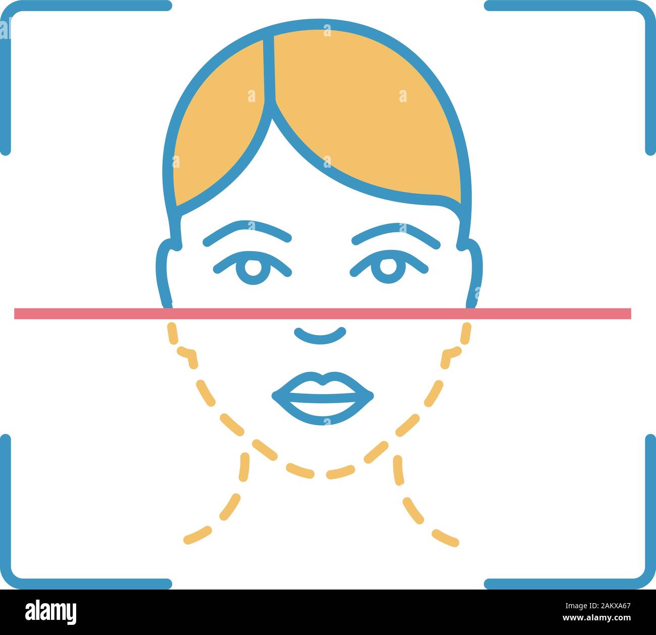 Face scanning process color icon. Facial recognition. Biometric ...