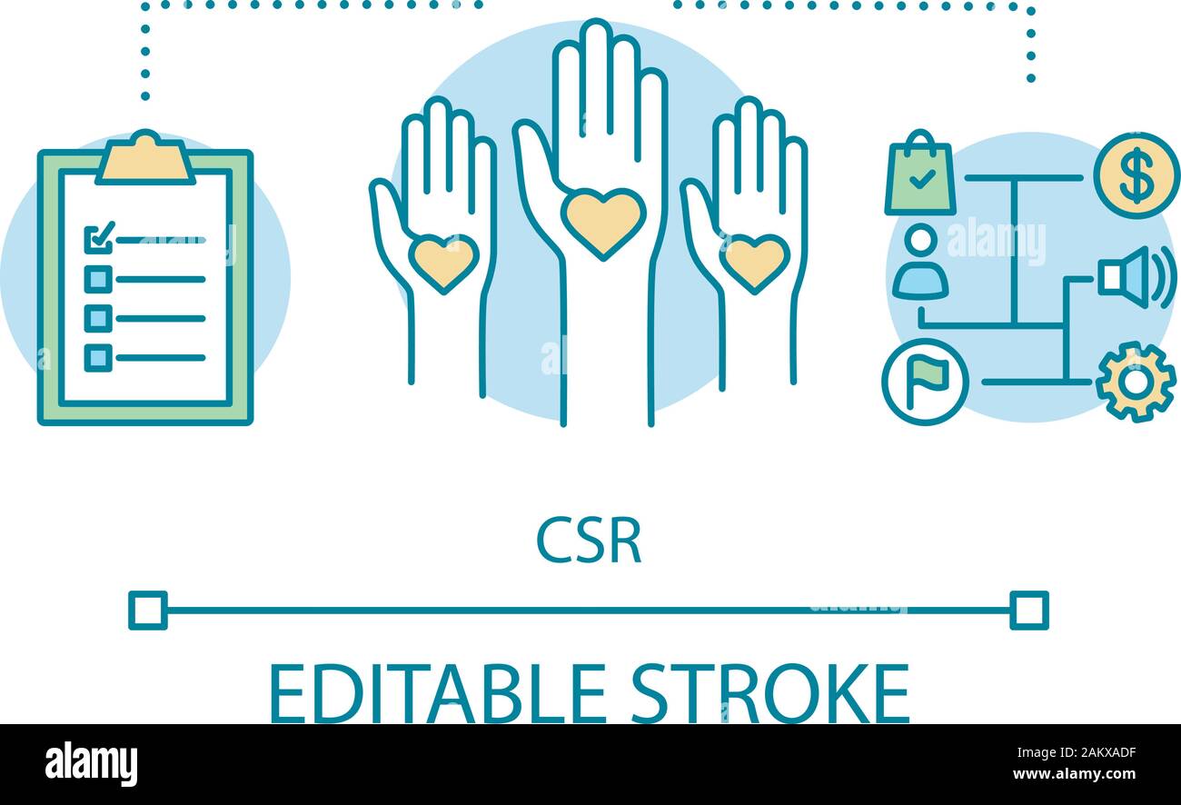 CSR concept icon. Corporate social responsibility idea thin line ...