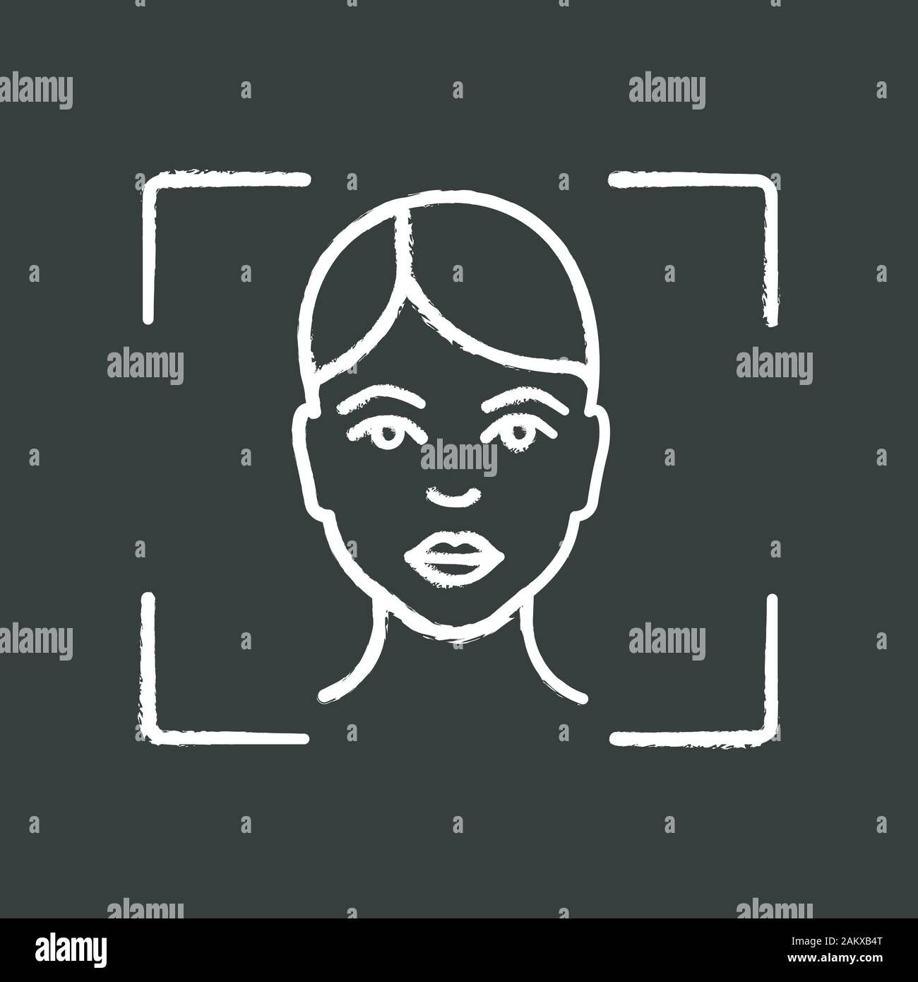 Facial recognition system chalk icon. Face ID scanning software. Human ...