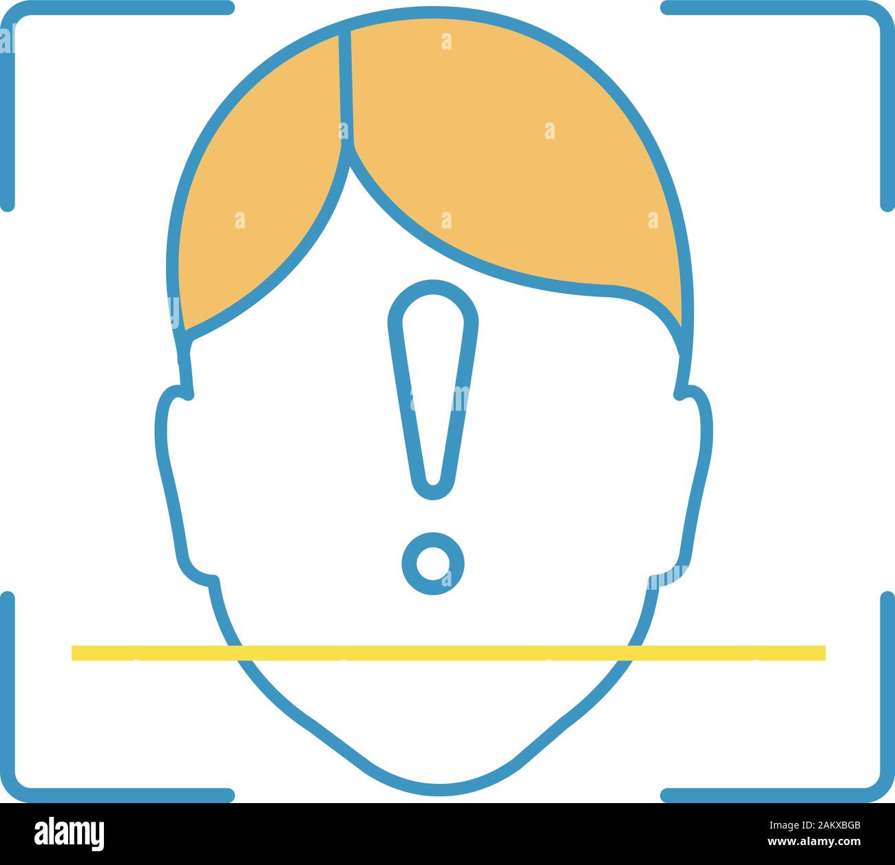 Face ID scan unidentified color icon. Facial recognition. Face scan ...