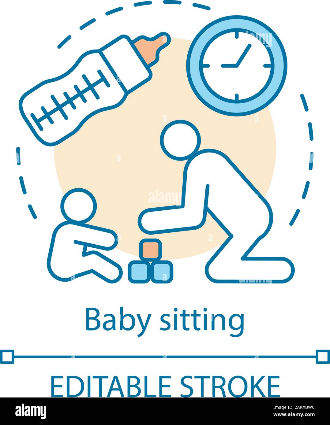 Baby sitting service concept icon. Babysitter idea thin line ...
