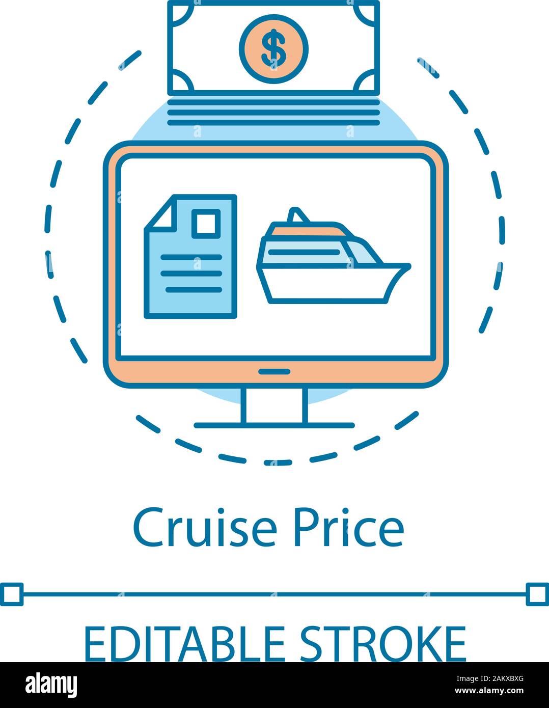 Cruise price offer concept icon. Online payment idea thin line ...