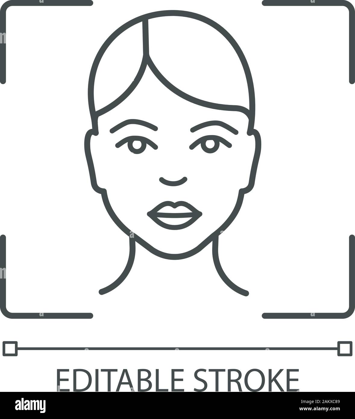 Facial recognition system linear icon. Face ID scanning software. Human ...