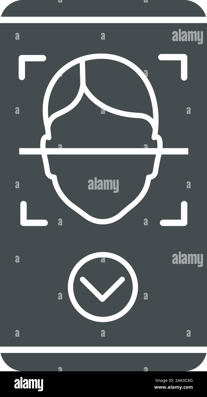 Face Scan Approved Glyph Icon Silhouette Symbol Face Scan Protection