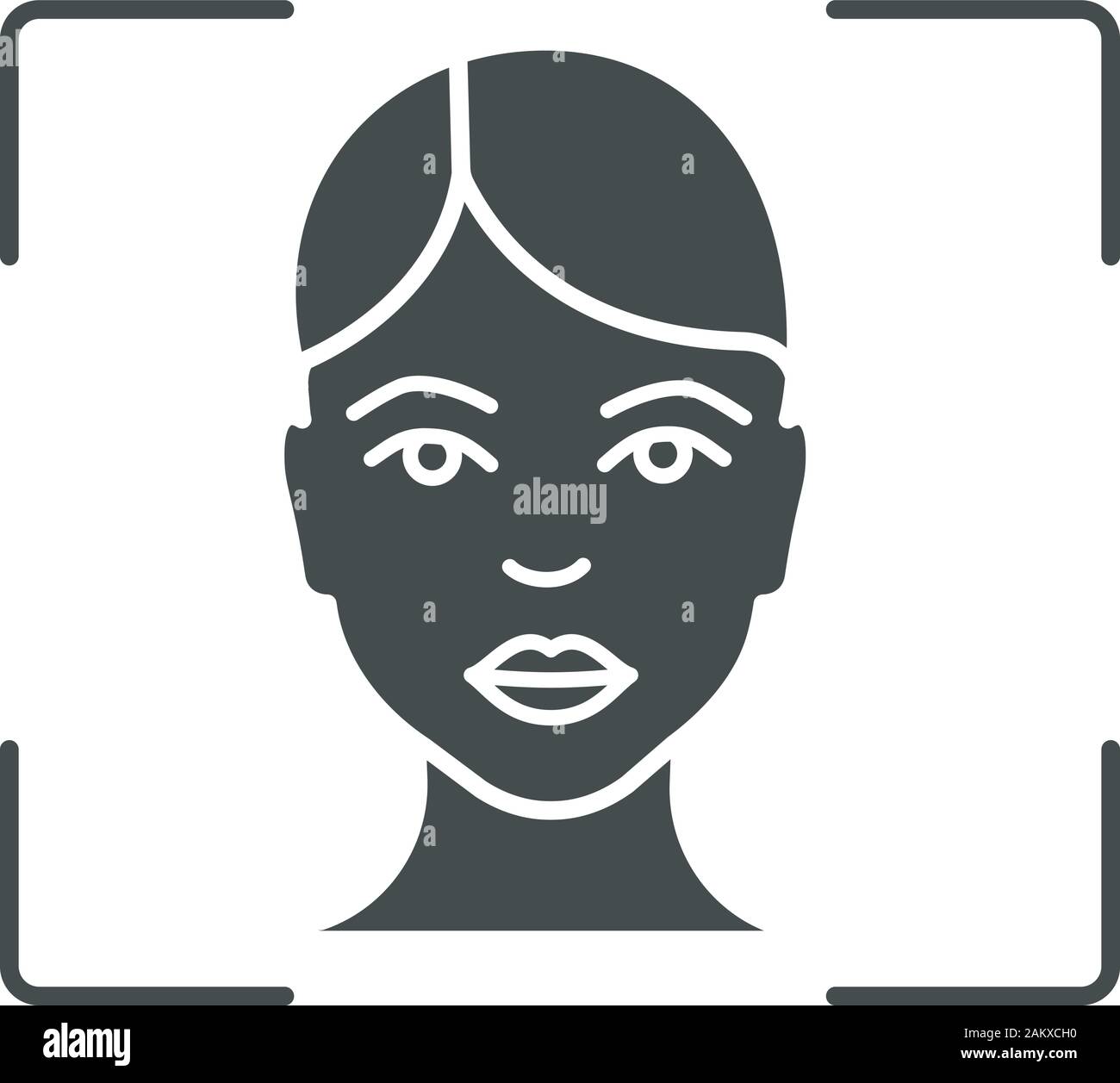 Facial recognition system glyph icon. Silhouette symbol. Face ID ...