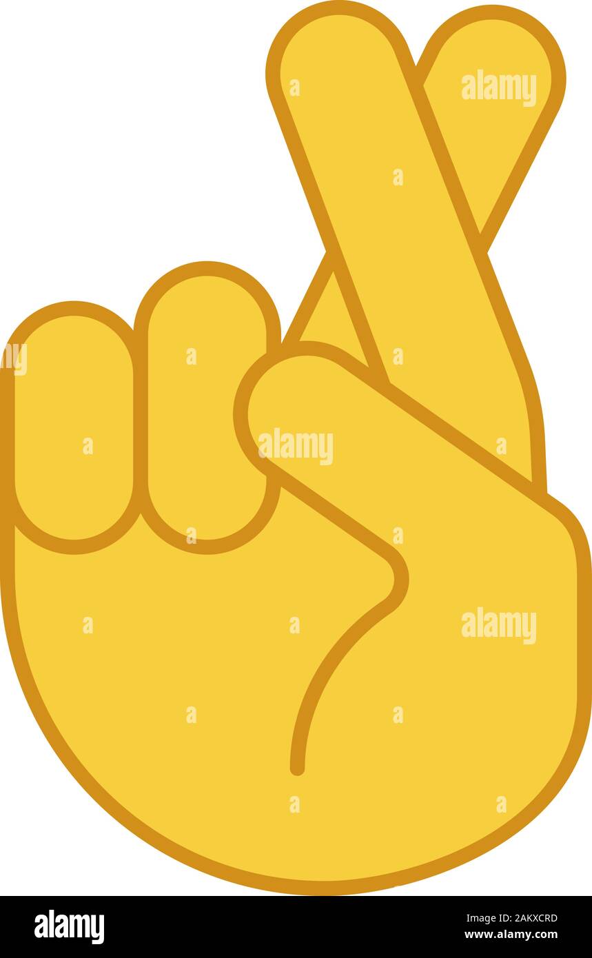 Fingers crossed emoji color icon. Luck, lie, superstition hand gesture ...
