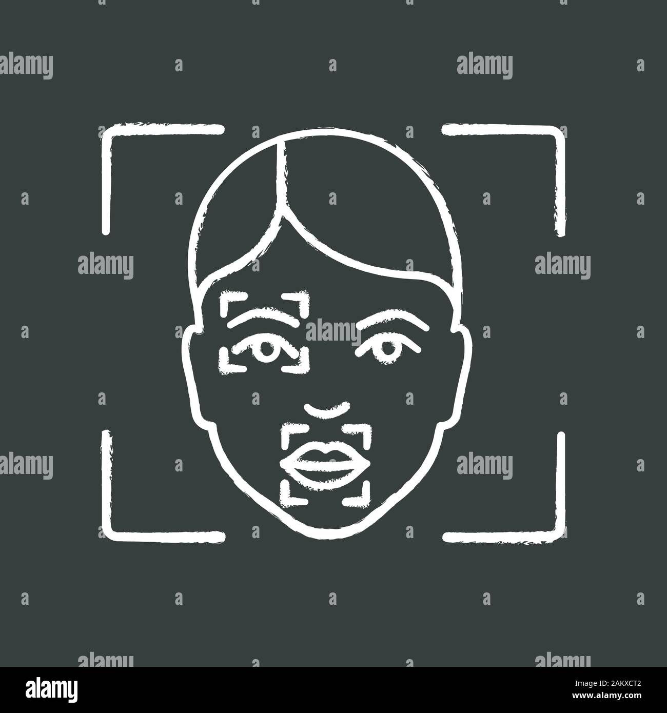 Face Scanning Procedure Chalk Icon Facial Recognition Markers Points Partial Matching