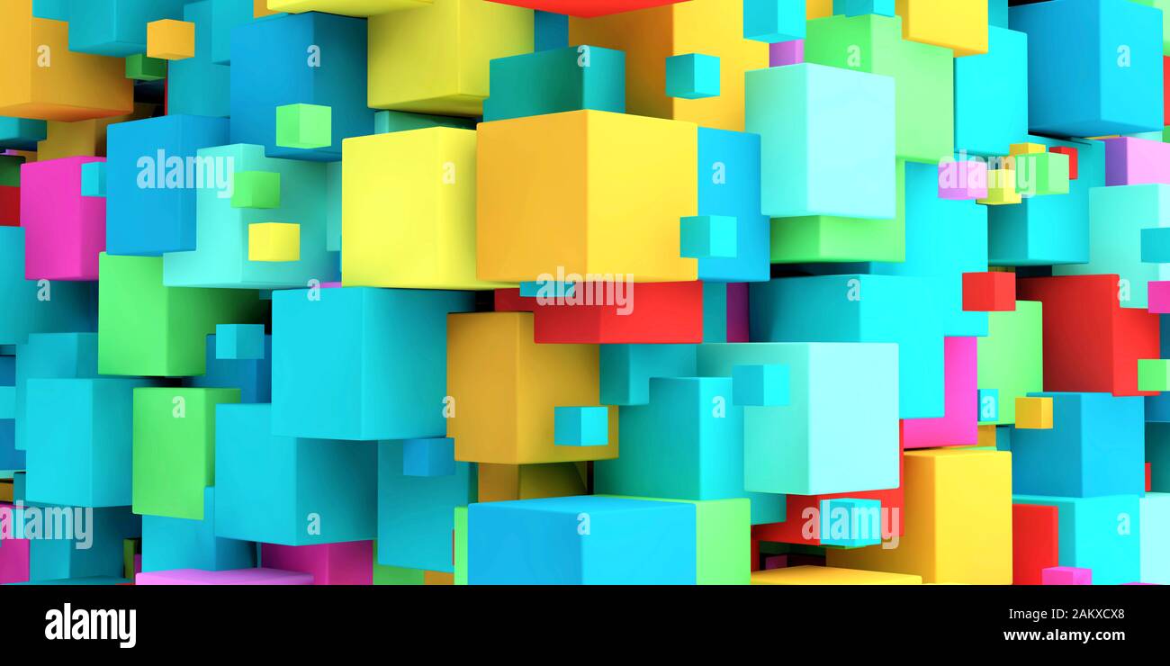 Colored Cubes Colorful Abstract Background Art Stock Photo - Alamy