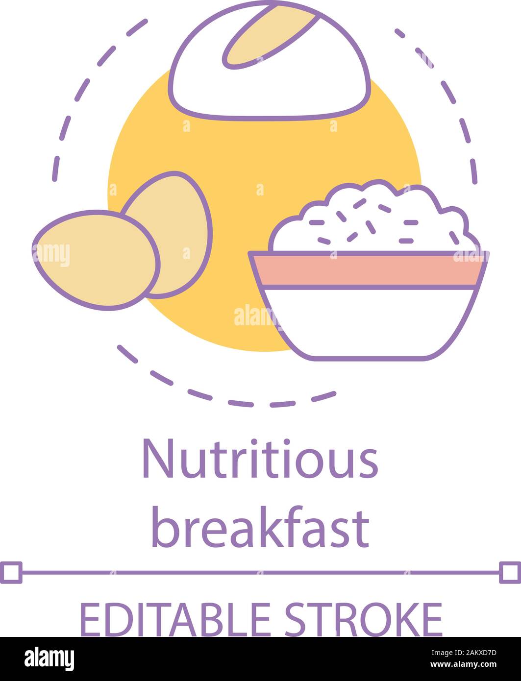 Nutritious breakfast concept icon. Healthy meal. Balanced brunch. Bread ...