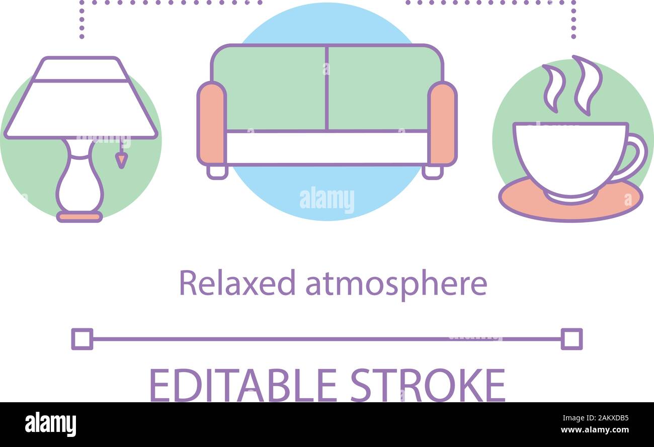 Relaxed atmosphere concept icon. Lounge. Rest room, hotel, snuggery ...