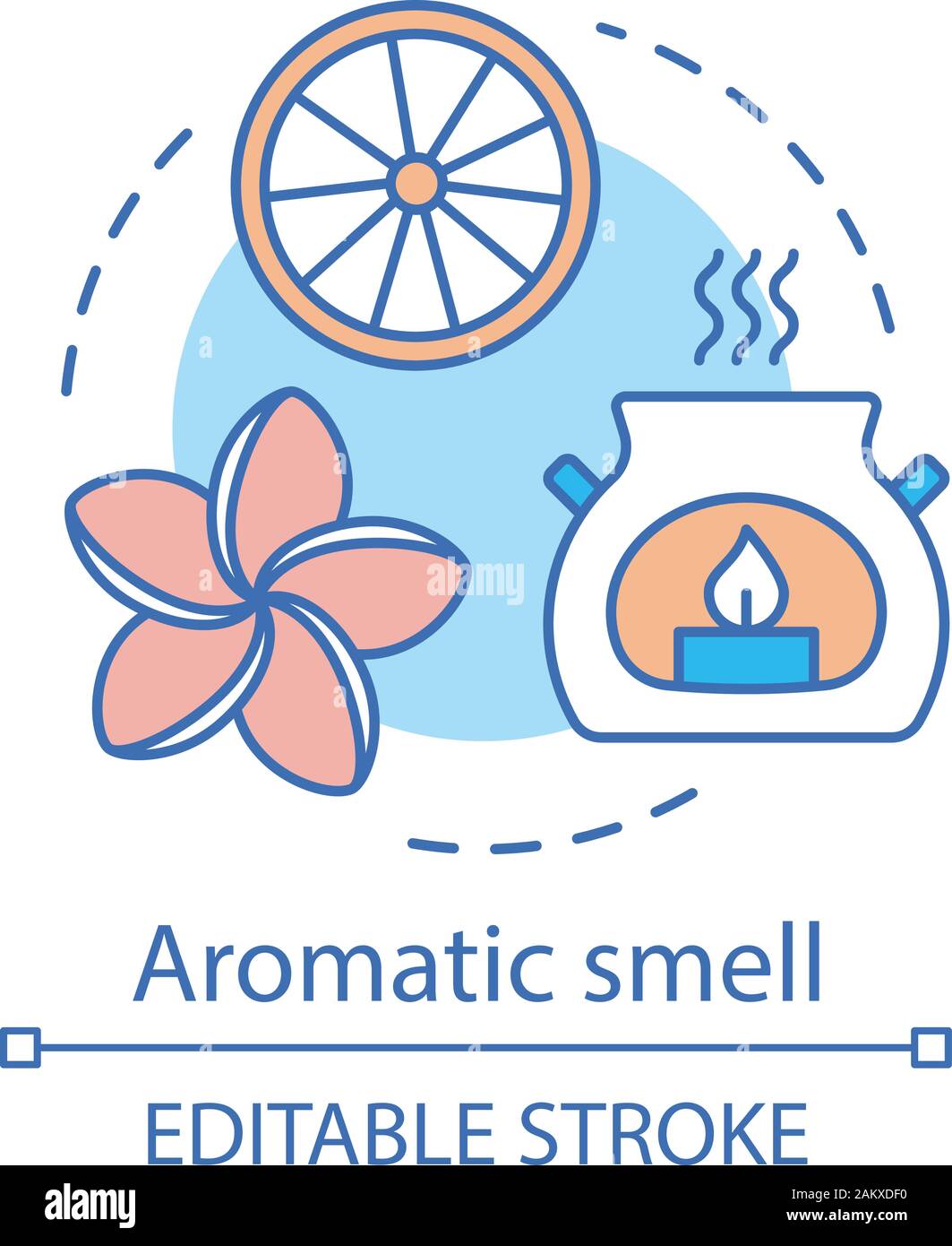 Aromatic smell concept icon. Natural plant extracts. Aroma oil. Rest ...