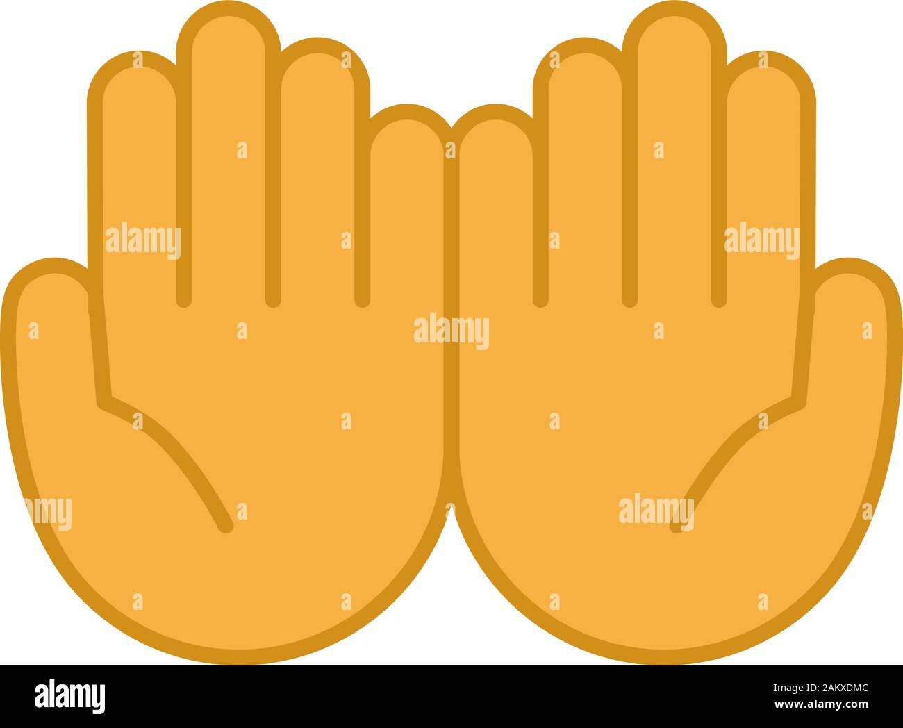Cupped hands color icon. Palms up together emoji. Begging gesturing ...