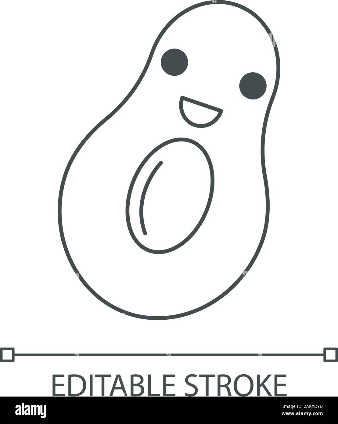 Avocado cute kawaii linear character. Happy smiling fruit. Laughing ...