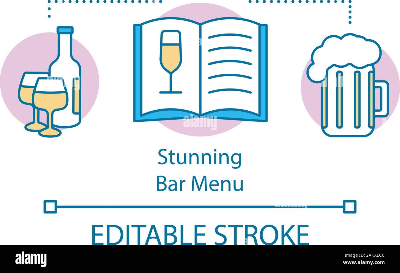 Stunning bar menu concept icon. Alcohol drink map. Catering industry ...