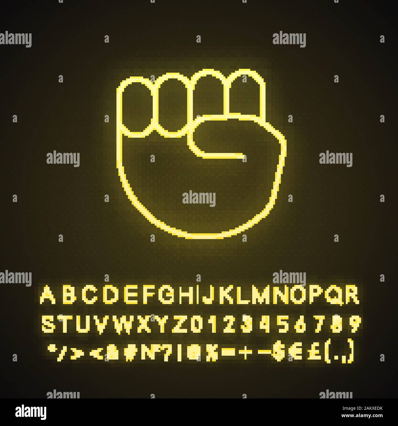 Raised fist emoji neon light icon. Protest, support hand gesture. Fist ...