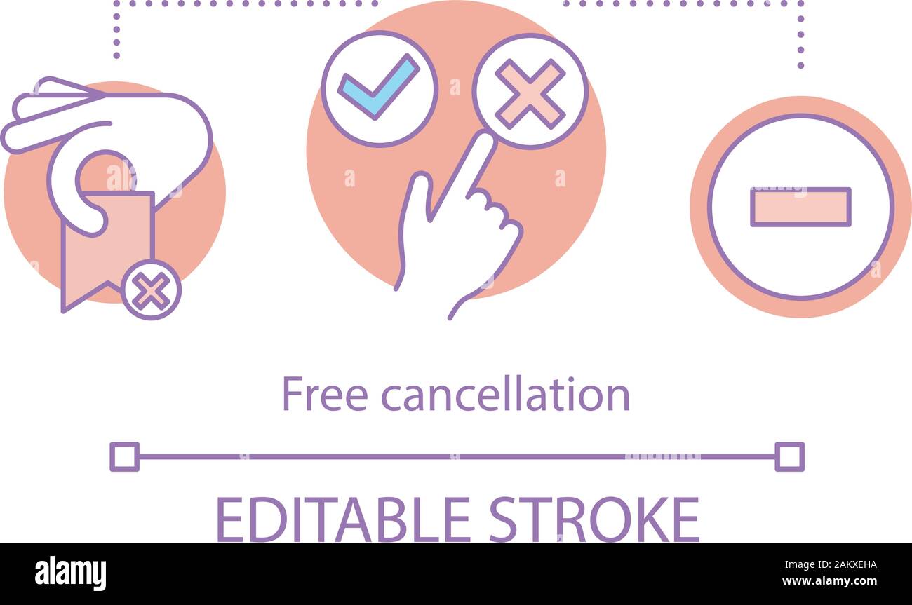 Free cancellation concept icon. Hotel booking online. Deposit back ...